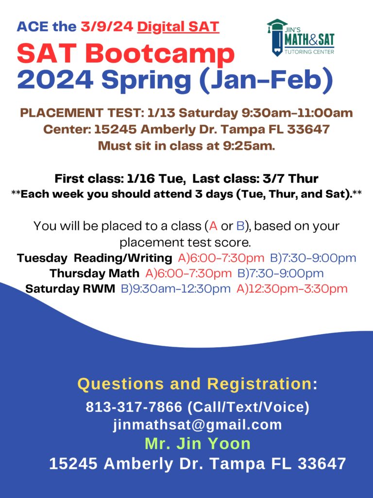 SAT Bootcamp Programs – JIN’S MATH & SAT TUTORING CENTER