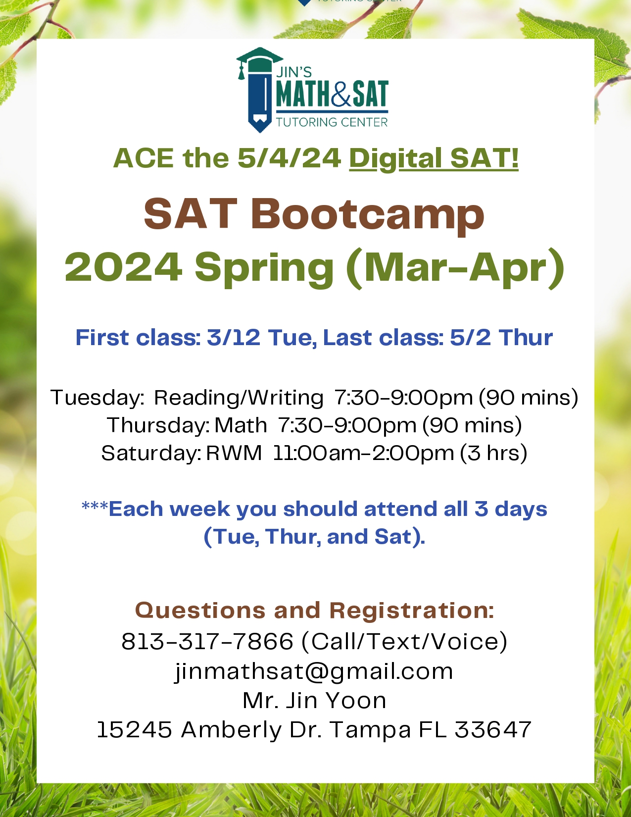 JIN’S MATH & SAT TUTORING CENTER – Test Prep and Subject Tutoring