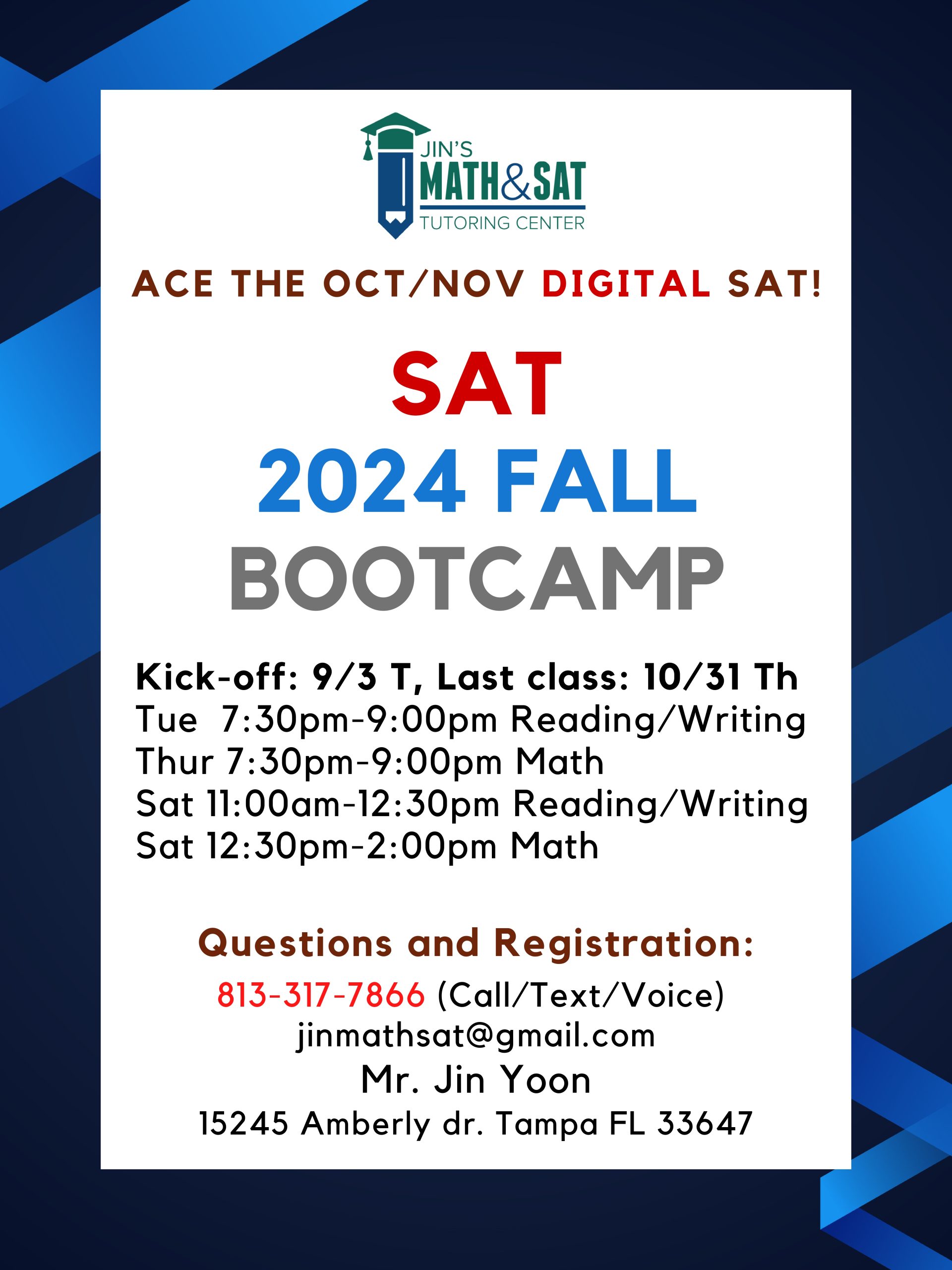 SAT Bootcamp Programs – JIN’S MATH & SAT TUTORING CENTER
